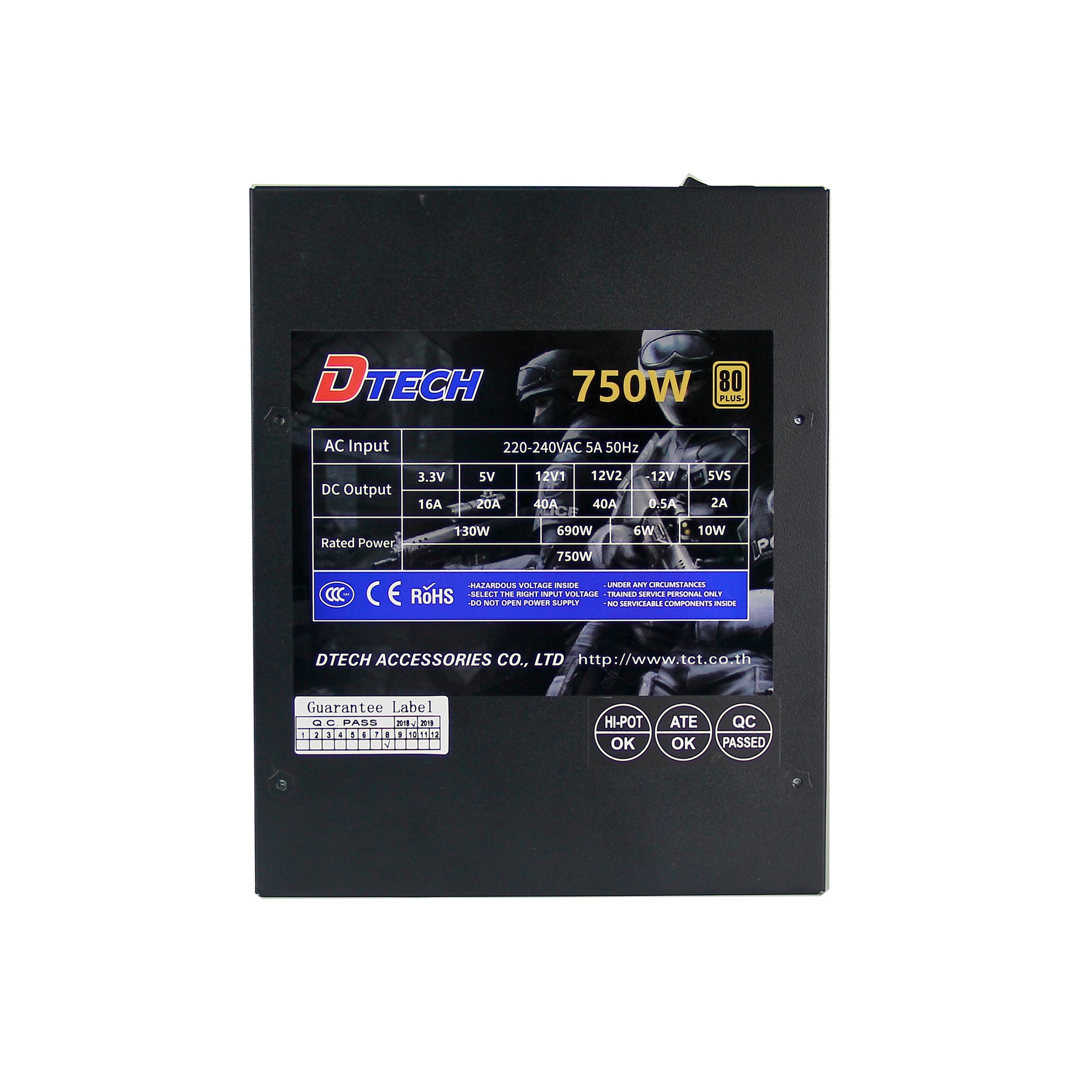 DTECH Power Supply 750W รุ่น PW022A – มาตรฐาน ATX12V2.31, Active PFC ...