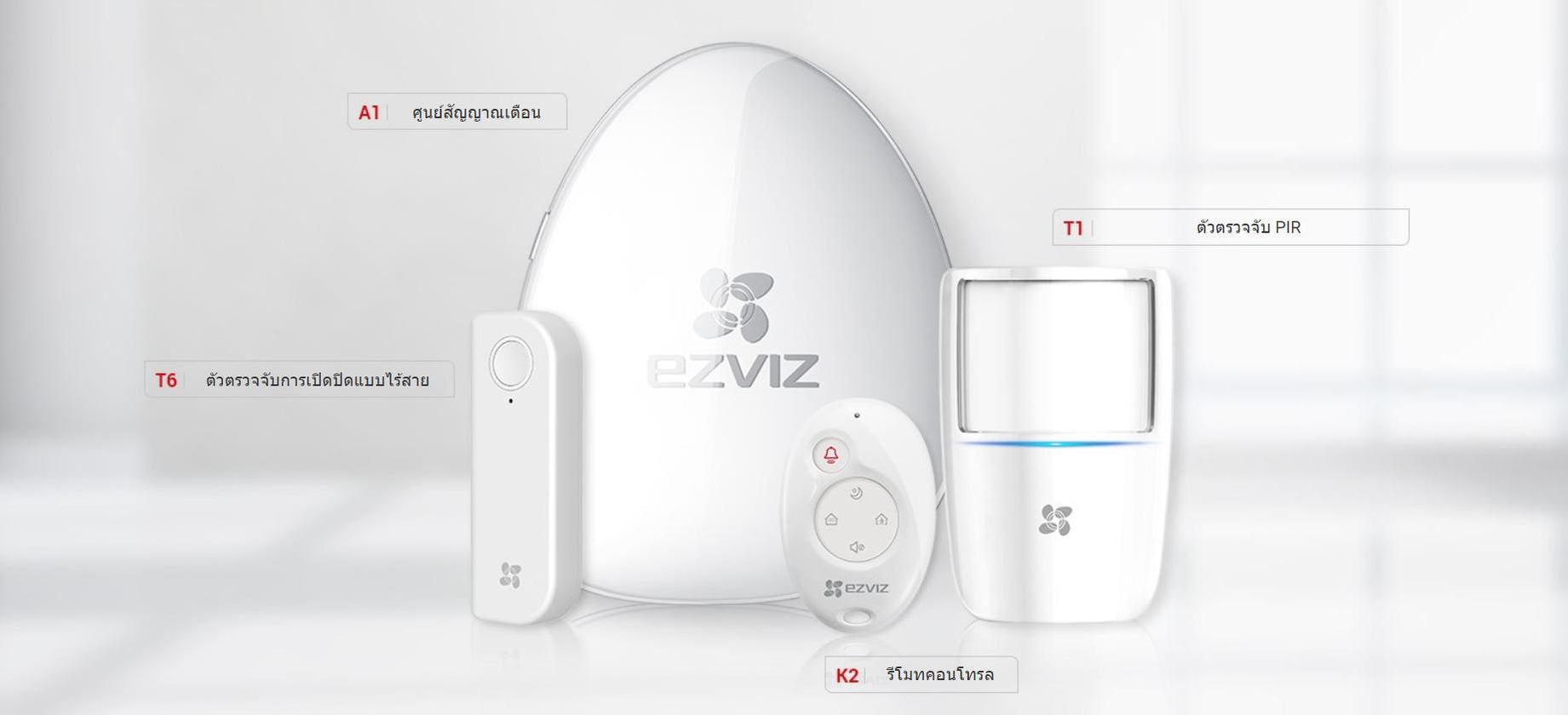 ชุดเตือนภัย EZVIZ Alarm Starter Kit (มี Alarm Hub+รีโมท+เครื่องตรวจจับ ...